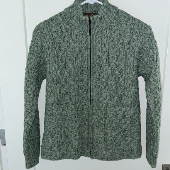 Inis Crafts | Sweaters | Inis Crafts Merino Wool Cable Knit Full Zip ...